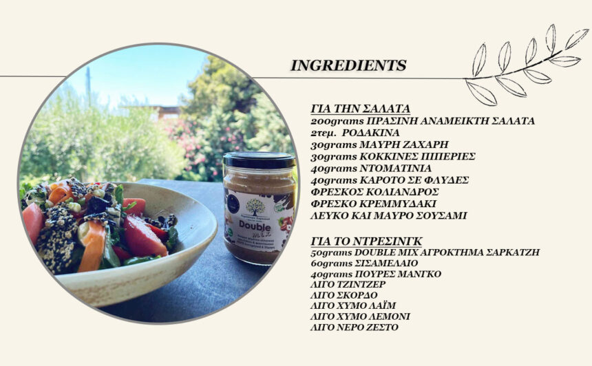 ΠΡΑΣΙΝΗ ΣΑΛΑΤΑ ΜΕ ΨΗΤΑ ΡΟΔΑΚΙΝΑ ΚΑΙ DRESSING ΜΕ DOUBLE MIX - Sarkatzis.gr